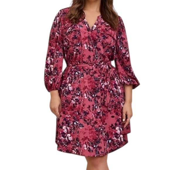 torrid | Dresses | Torrid Womens Shirt Dress Size Purple Floral Long ...